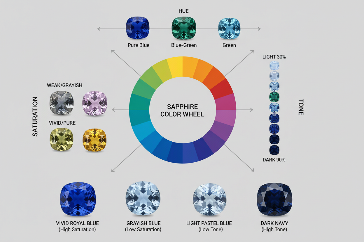 Sapphire Color Guide: Hue, Tone & Saturation Explained (2025) – RichosRocks